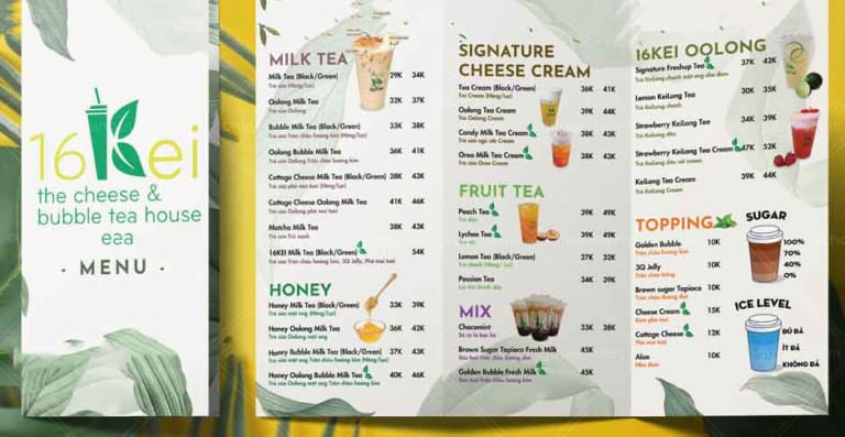 Thiết kế menu trà sữa - Xưởng in nhanh bình dương